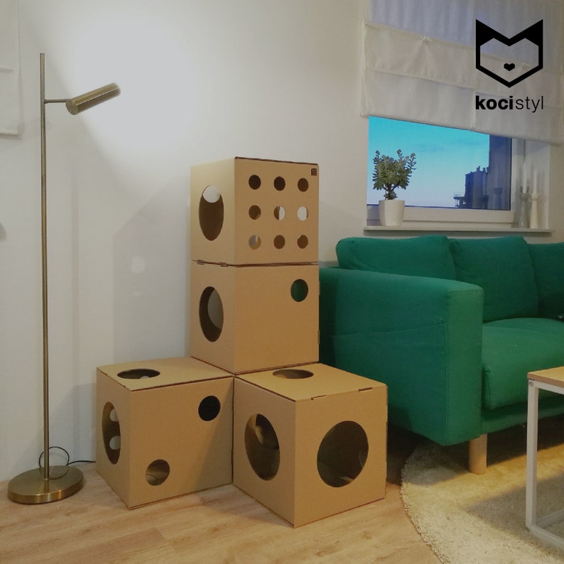 Cardboard 9 Modular Cat House Box Playhouse Furniture Cave Etsy