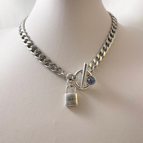 Crystal Silver Toggle Necklace - Etsy