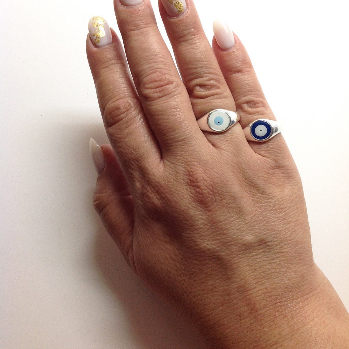 Evil Eye Ring Silver Stack Ring Evil Eye Ring Adjustable | Etsy