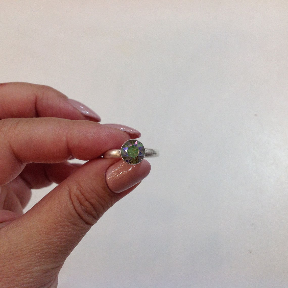 Silver Adjustable Crystal Ring Women Open Ring Dainty Ring - Etsy