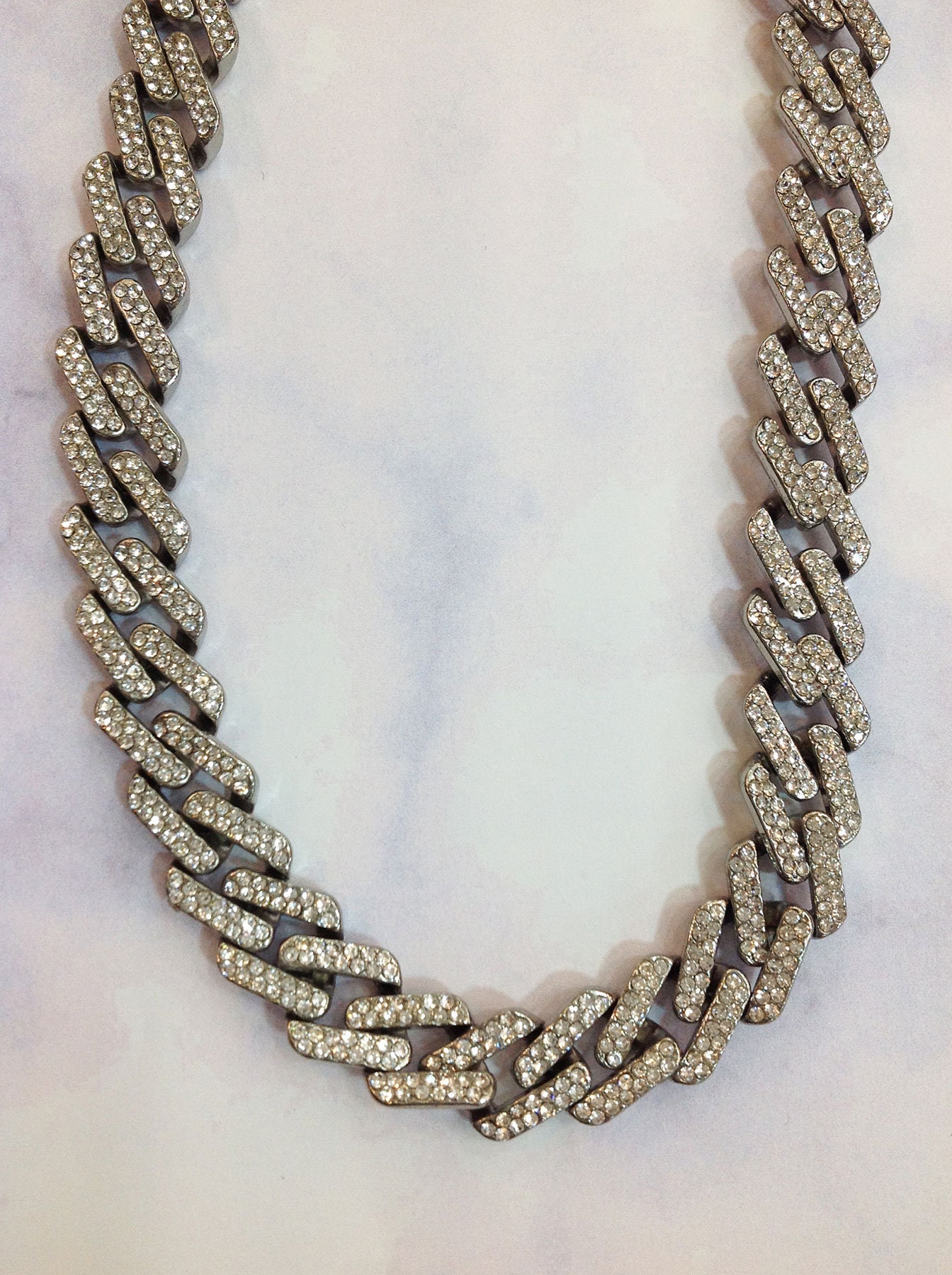 Chunky Chain Crystal Necklace Hip Hop Jewelry Hip Hop - Etsy