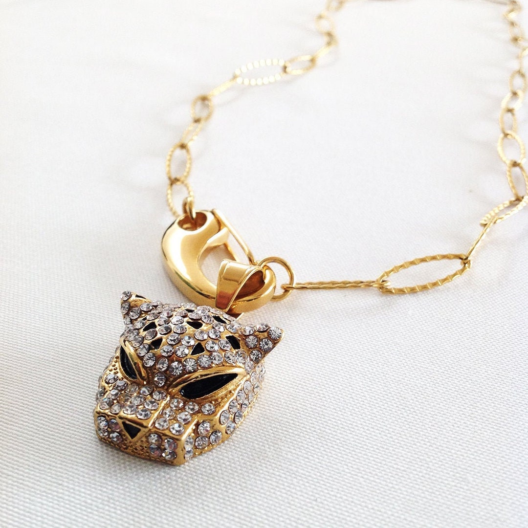 Panther Necklace, Symbolic Animal Jewelry, Gold Necklace, Pendant ...