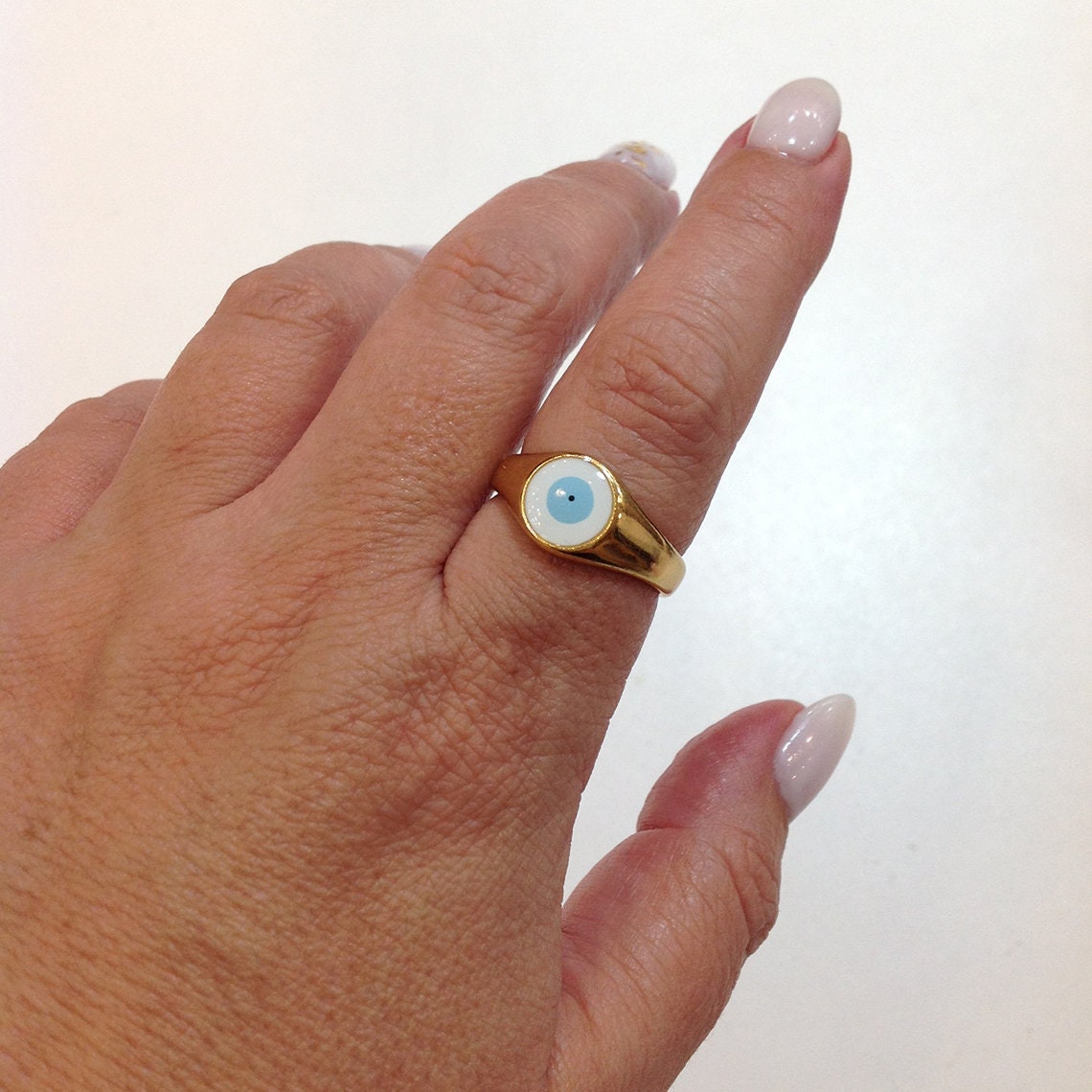 Evil Eye Ring Silver Stack Ring Evil Eye Ring Adjustable | Etsy