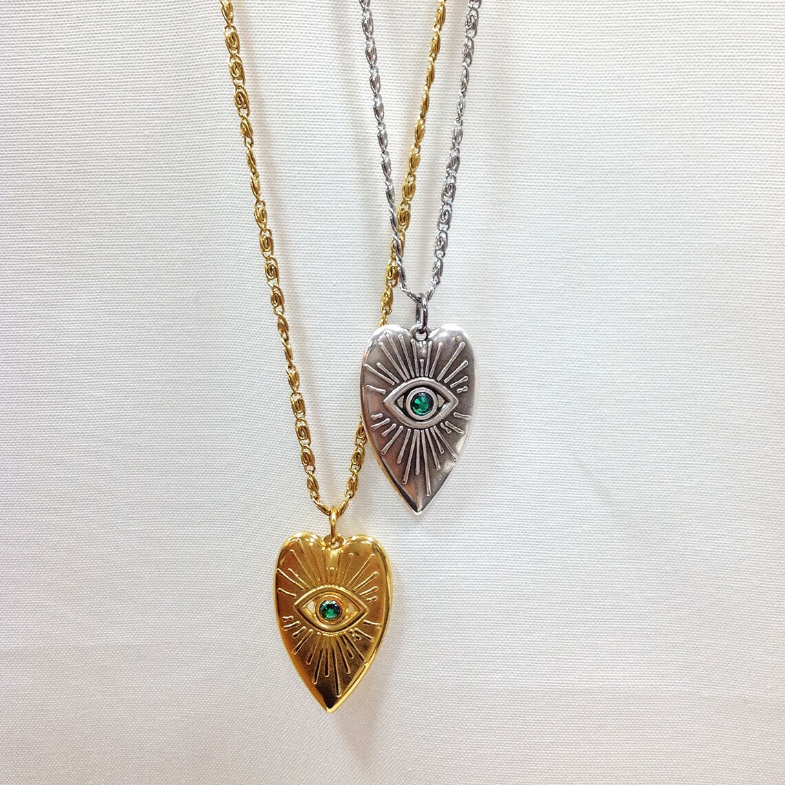 Evil Eye Heart Necklace Heart Crystal Eye Necklace | Etsy