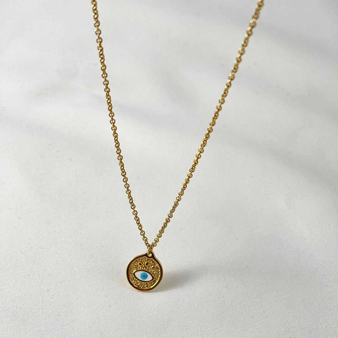 Dainty Evil Eye Necklace, Greek Mati Pendant, Protection Eye Jewelry ...
