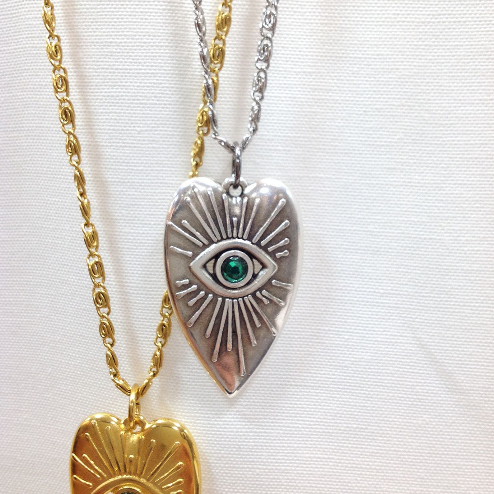 Evil Eye Heart Necklace Heart Crystal Eye Necklace | Etsy