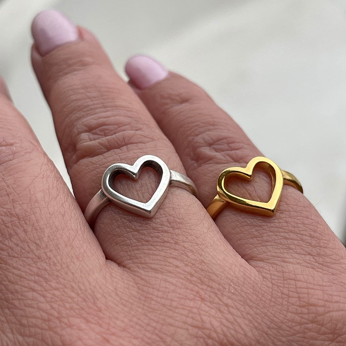 Dainty Open Heart Adjustable Ring Gold Heart Ring Silver - Etsy