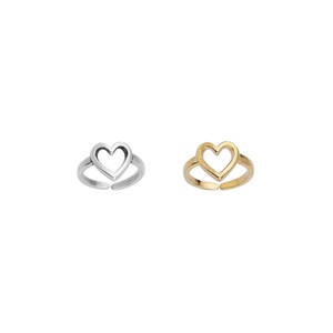 Dainty Open Heart Adjustable Ring • Gold Heart Ring • Silver Heart Ring ...