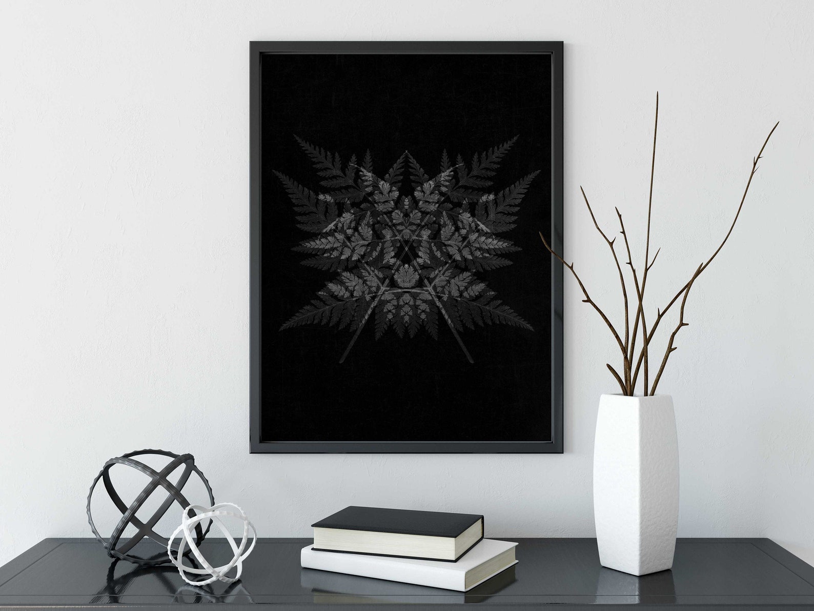 Abstract Leaf Print Gothic Botanical Poster Dark Floral Art | Etsy