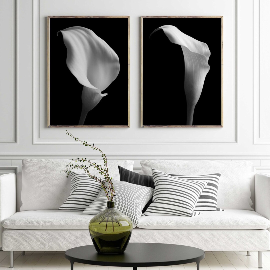 Set of 2 Black and White Calla Lilies Photographic Art Prints - Etsy