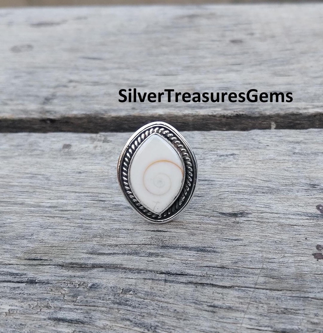 Handmade Shiva Shell Ring: 925 Sterling Silver Gemstone Jewelry - Etsy