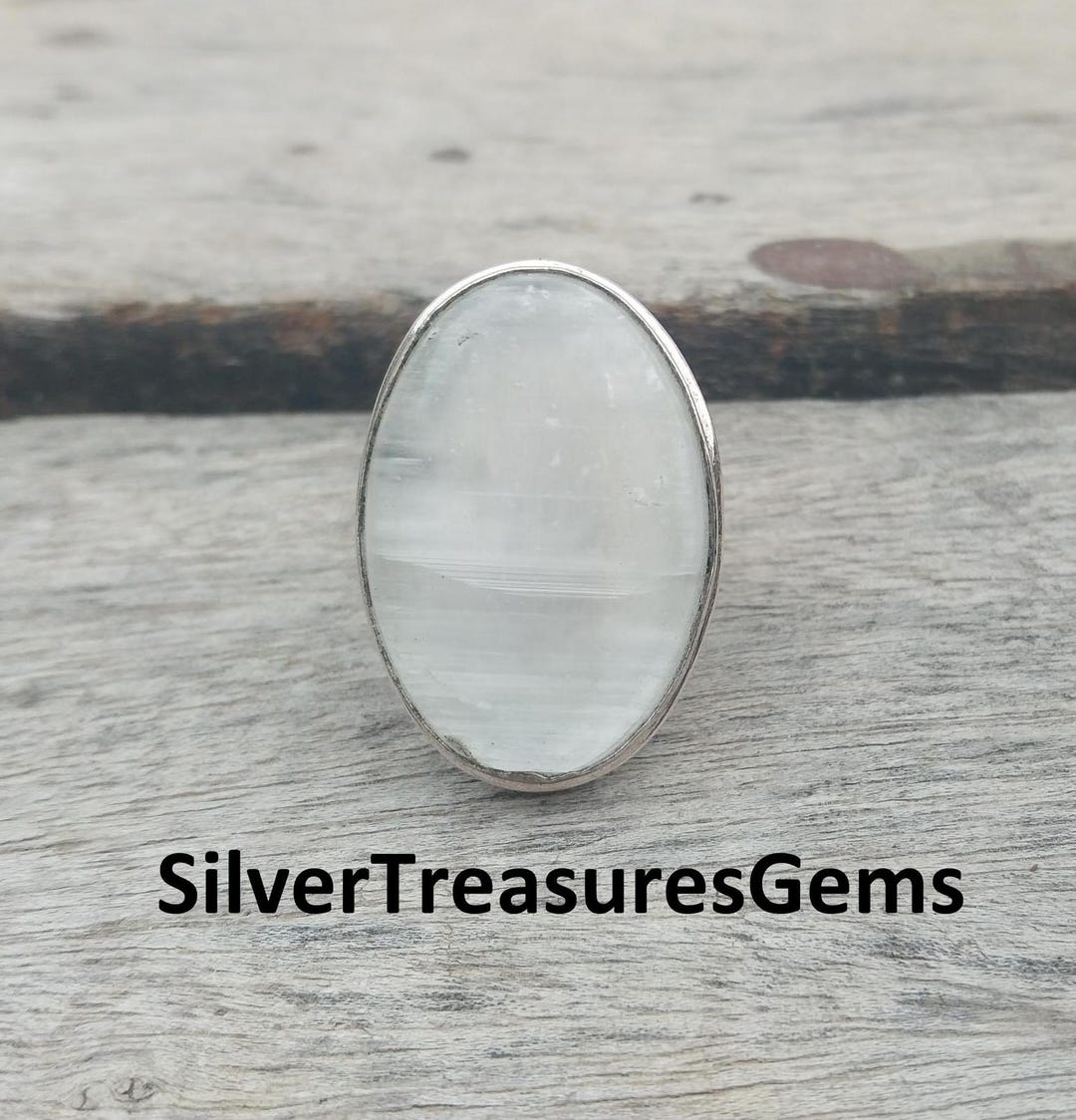 Selenite Gemstone Ring Handmade 925 Sterling Silver Jewelry - Etsy