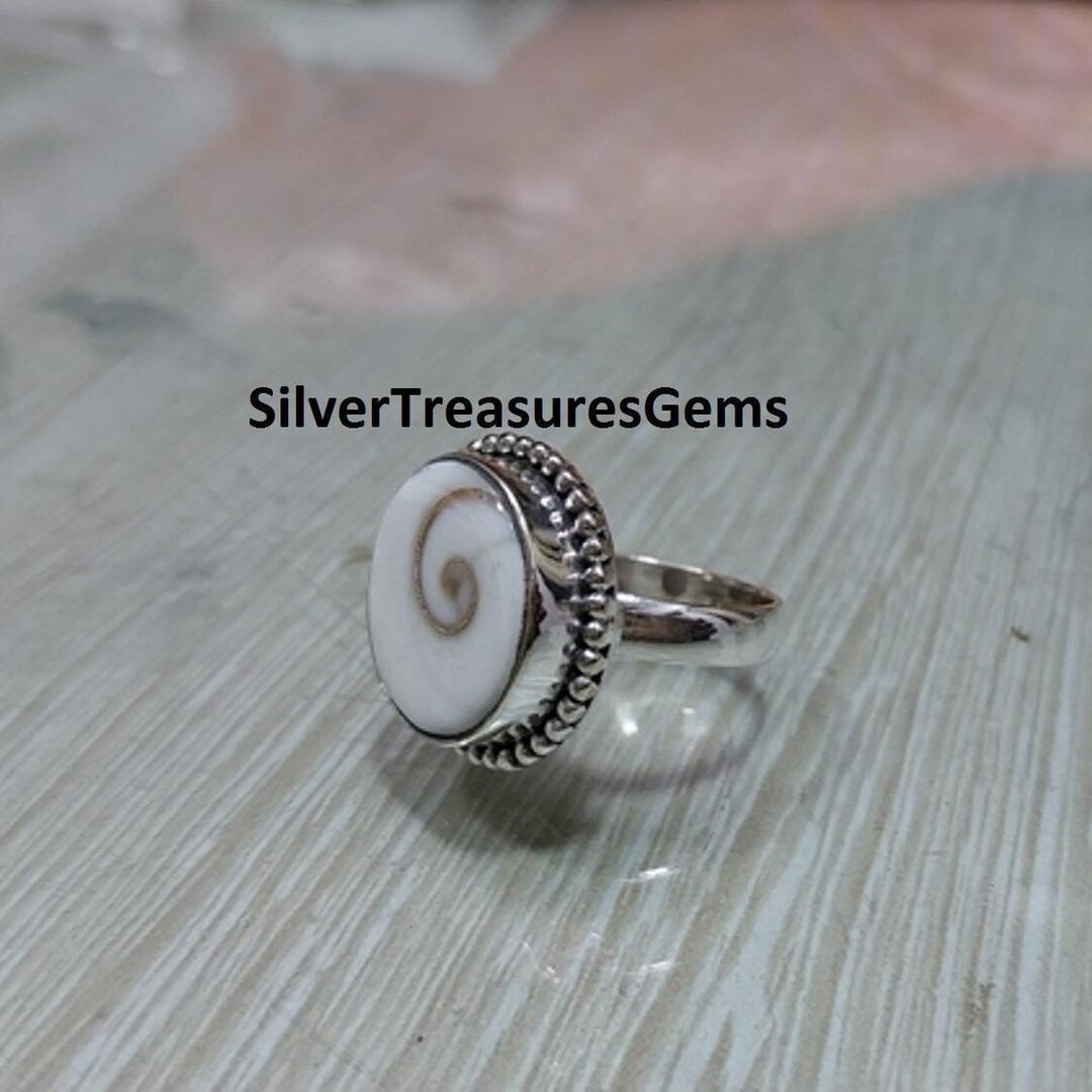 Shiva Shell Gemstone Ring 925 Sterling Silver Handmade Ring Jewelry ...