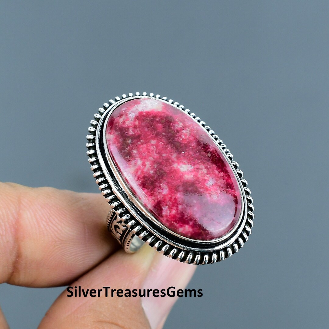 Pink Thulite Ring 925 Sterling Silver Handcrafted Ring Jewelry Gemstone ...