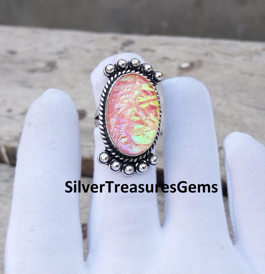 Australian Triplet Opal Ring: Handmade 925 Sterling Silver Statement ...