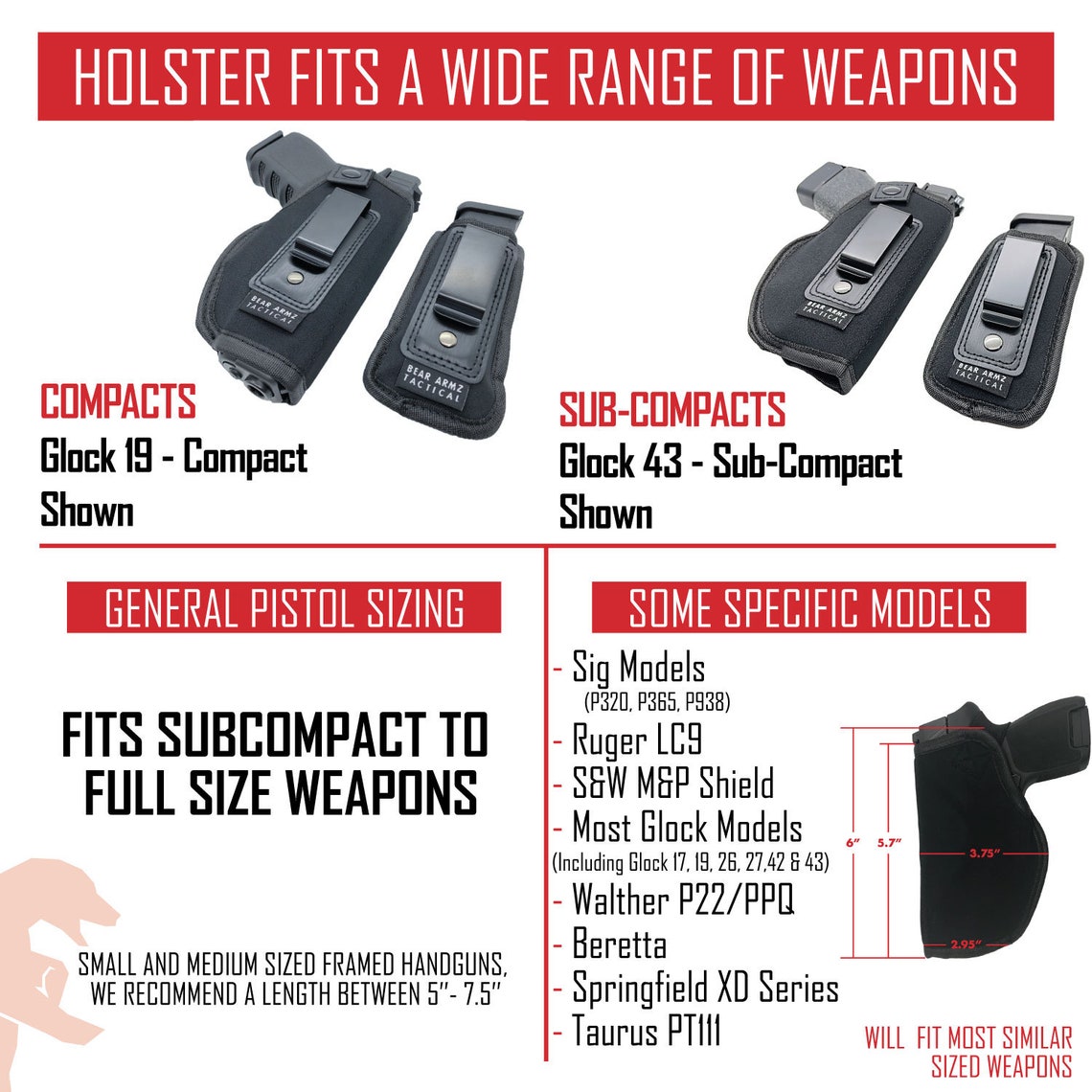 Universal IWB Holster for Concealed Carry | Inside the Waistband ...