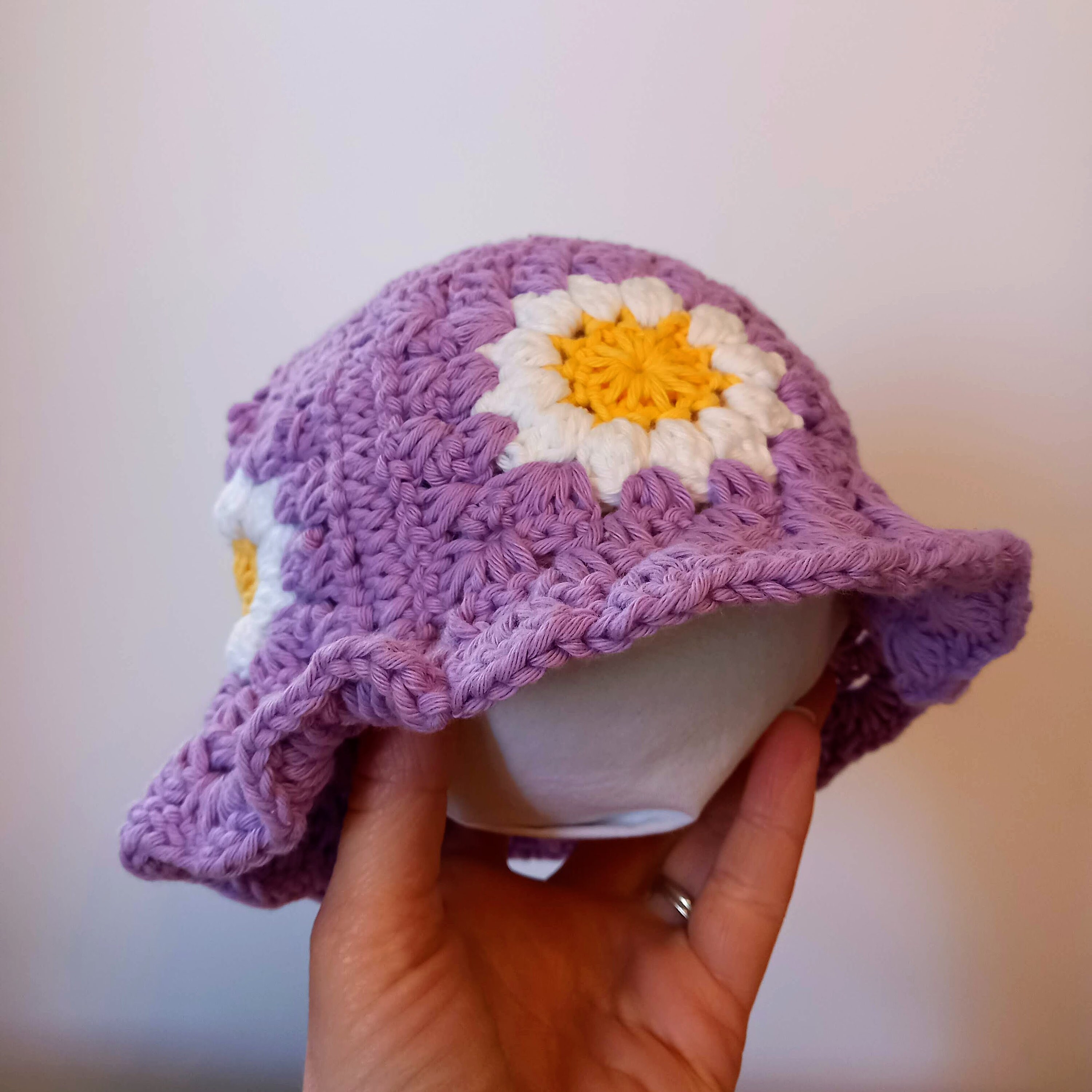 Crochet Daisy Bucket Hat, Flower Festival Hat for Babies, 6-12 Months ...