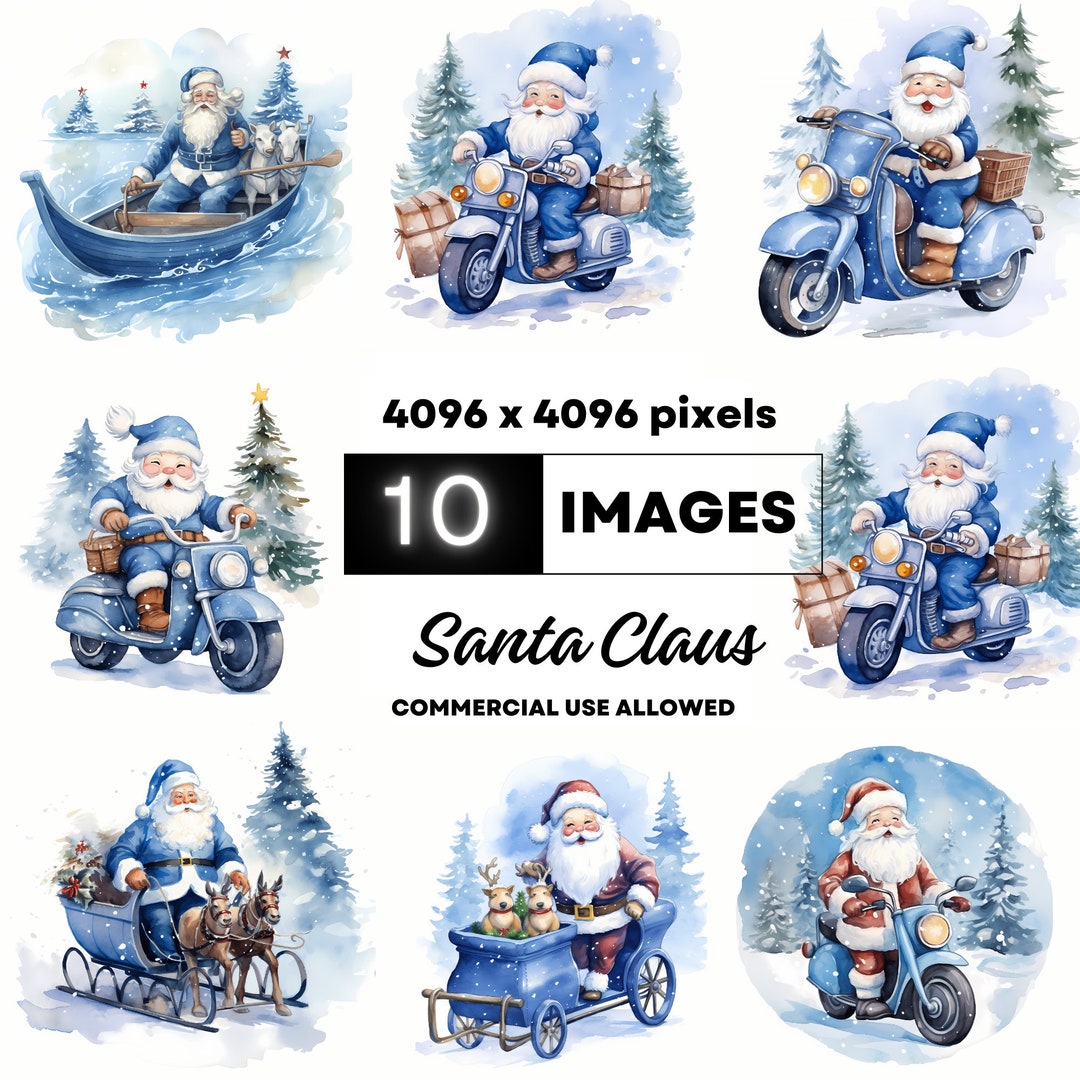Blue Santa Clipart 10 High Quality JPG, Retro Blue Santa Claus ...