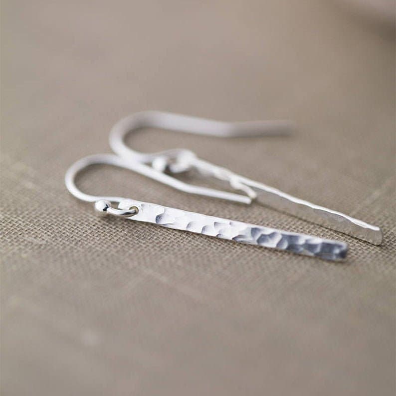 925 Sterling Silver Stick Earrings Long Earrings Silver | Etsy
