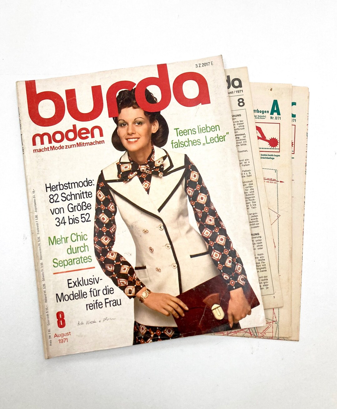 BURDA MODEN Vintage Modezeitschrift Modemagazin Mit Schnittmustern Heft ...