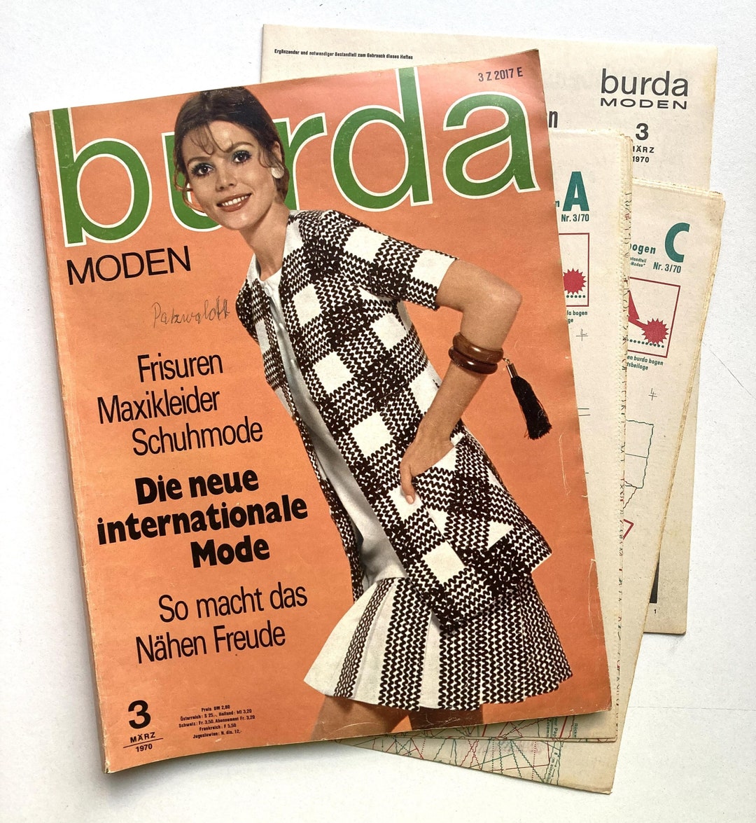 BURDA MODEN Vintage Nähzeitschrift Modezeitschrift Modemagazin Mit ...