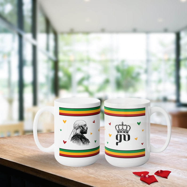 Atse Minilik Ethiopia Flag Coffee 11oz Mug, Cup Gift for Habesha Mom ...
