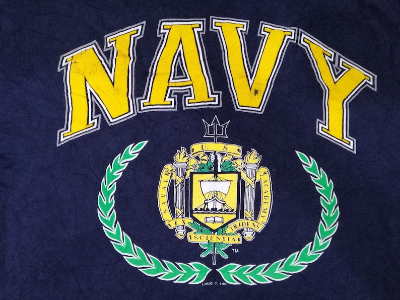 US NAVY Academy Crest Logo Original Vintage Single Stitch T - Etsy
