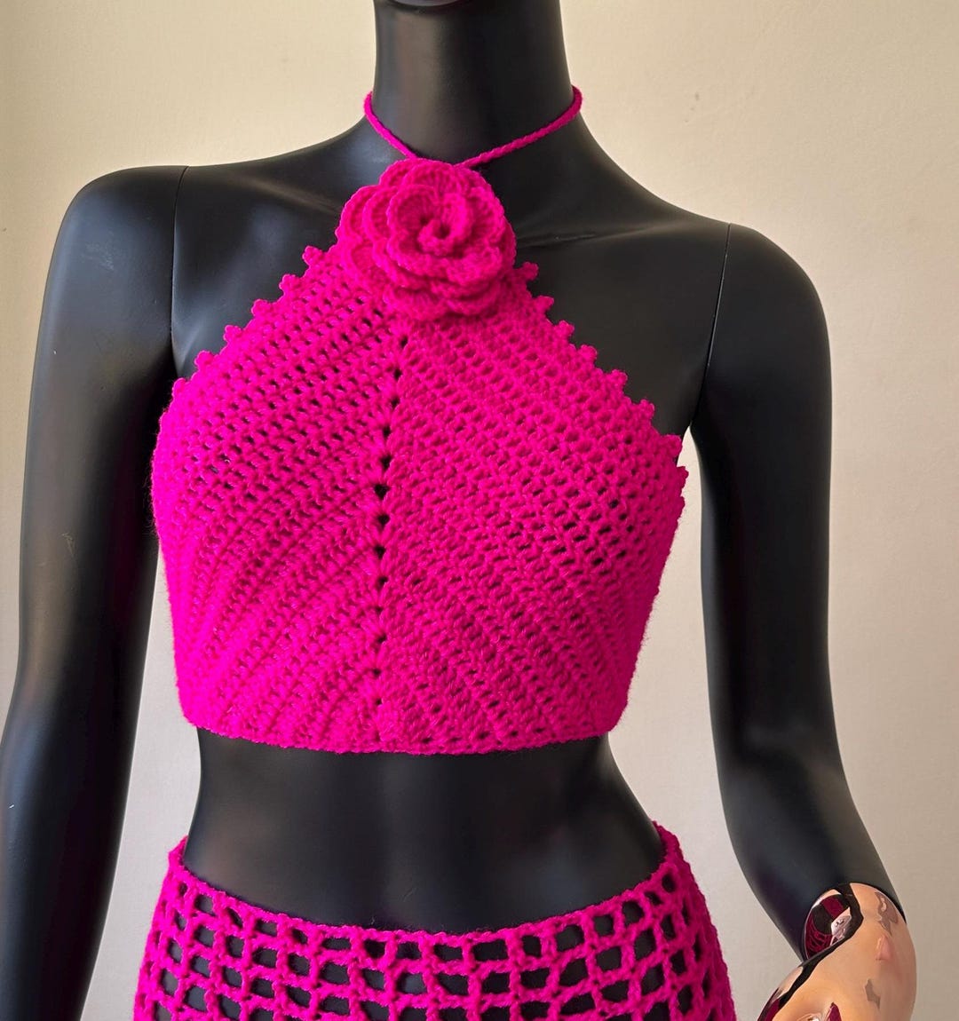 Rose Flower Crochet Halter Top - Etsy