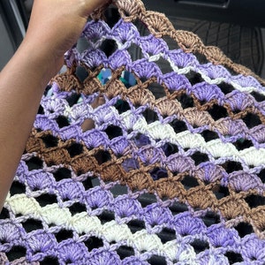 Open Shell Stitch Crochet Triangular Shawl - Etsy