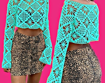 Crochet Flower Top PDF Pattern: Crochet off the Shoulder Top, Crochet ...