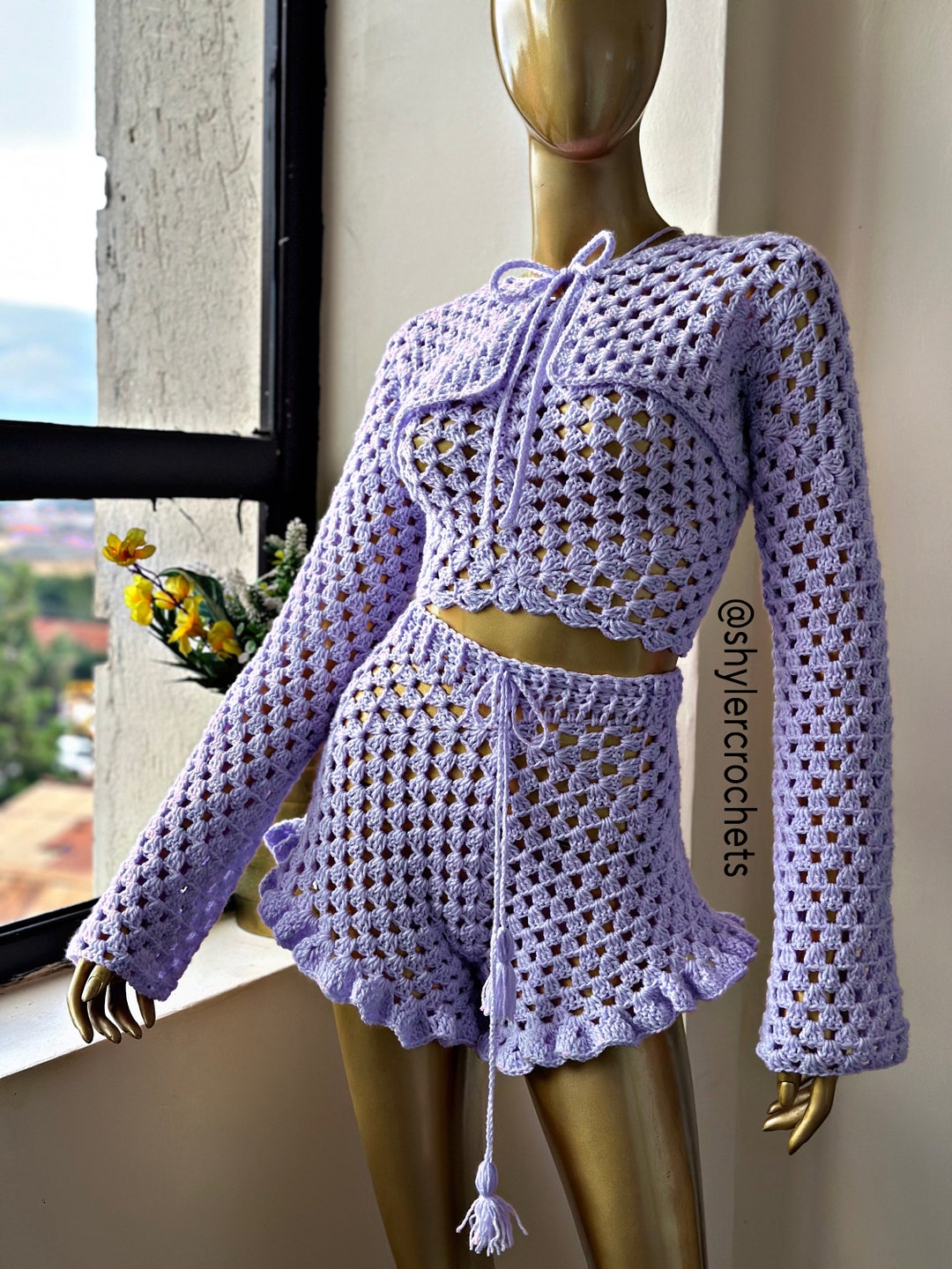 Crochet Ruffle Granny Stitch Shorts | Crochet Pentagon Shorts - Etsy