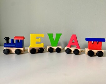 New Baby Gift Personalised Wooden Name Letter Train for Baby Birthday ...