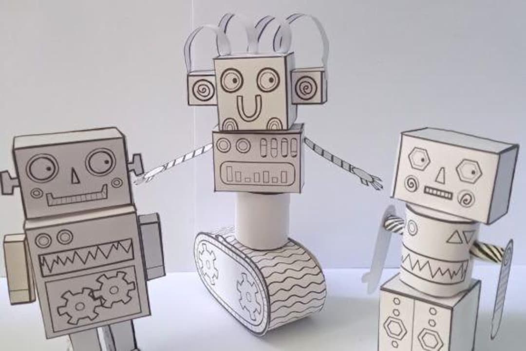 Make and Colour Your Own Paper Robots Kids Crafts - Etsy UK