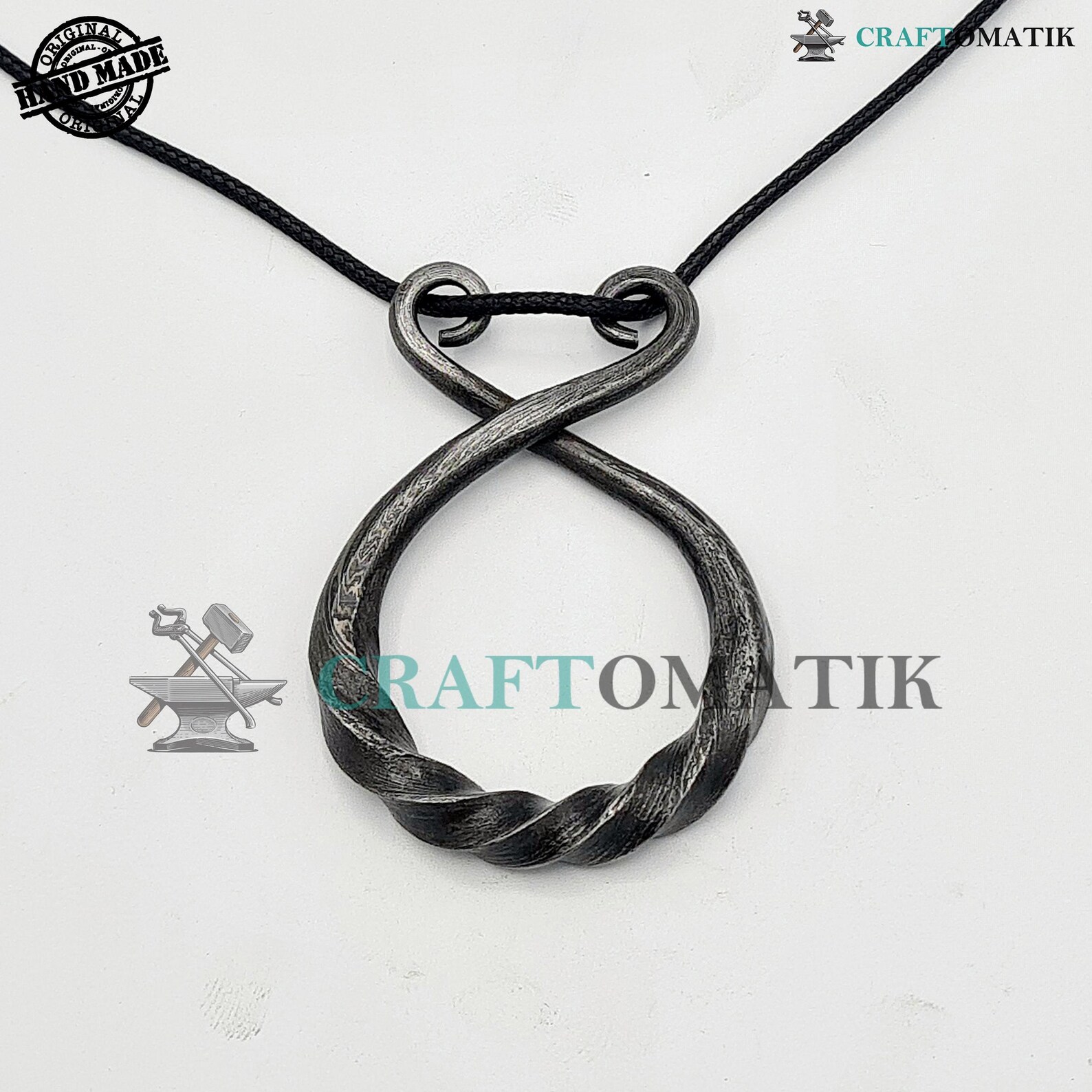 Damascus Steel Amulet | Hand Forged Viking Pendant | Medieval Locket ...
