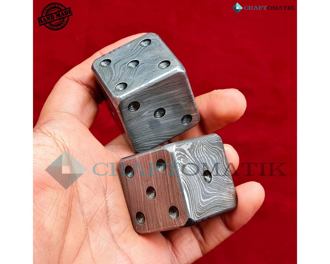 Damascus Cube D6 | 35mm | High Quality Damascus Steel Casino Dice ...