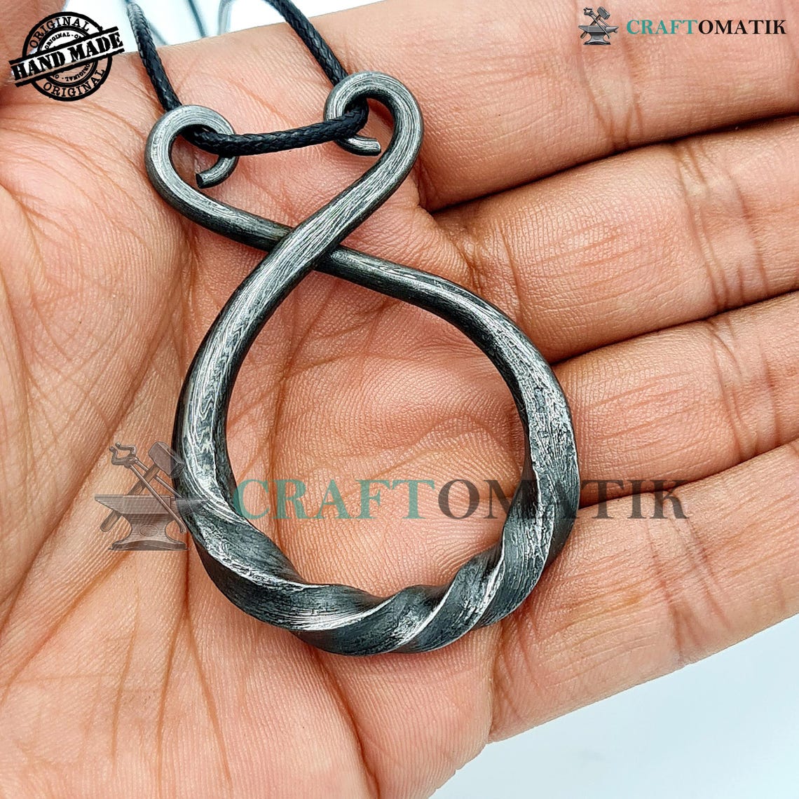 Damascus Steel Amulet | Hand Forged Viking Pendant | Medieval Locket ...