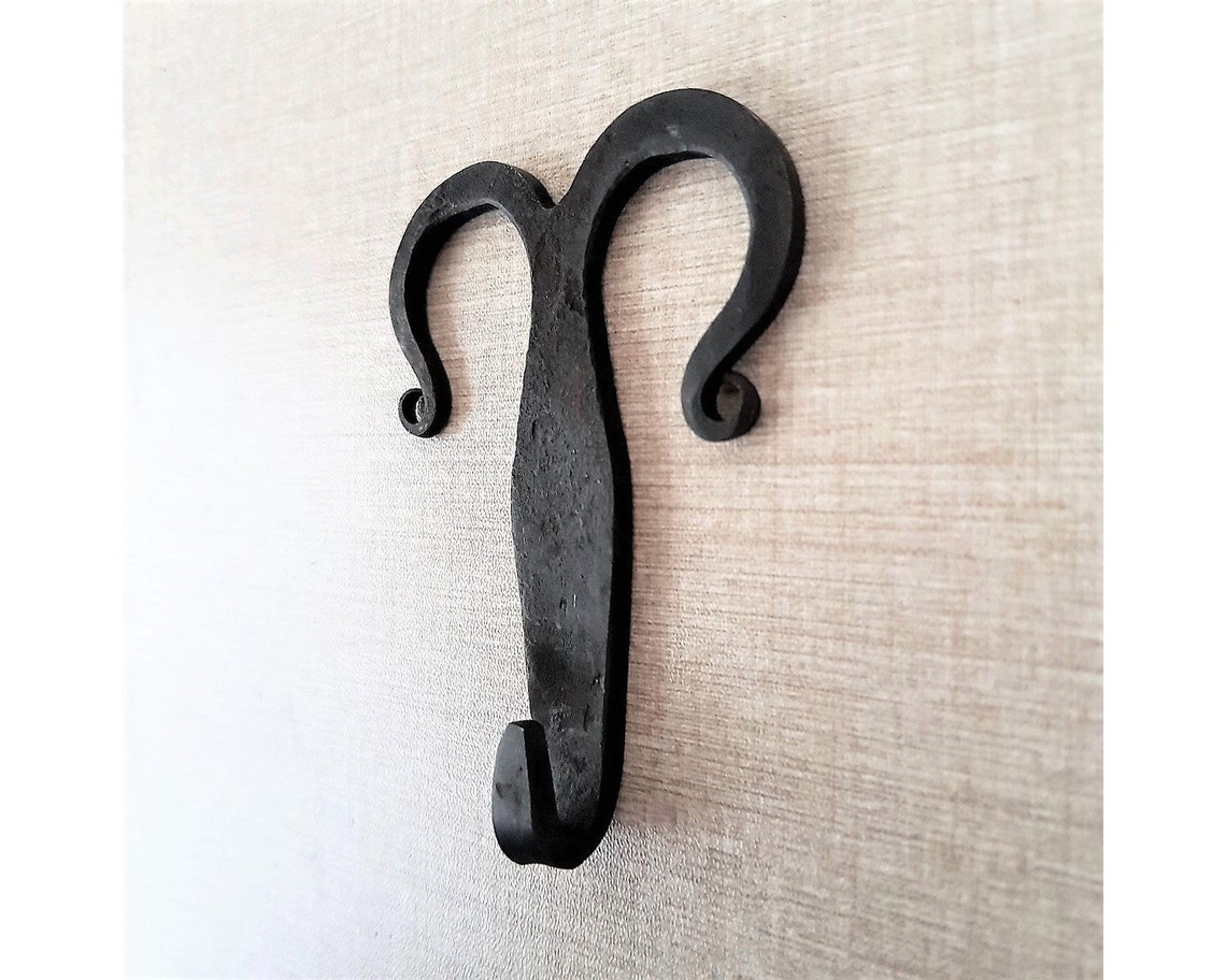 Hook Medieval wall hook Hand-forged wrought iron coat rack | Etsy
