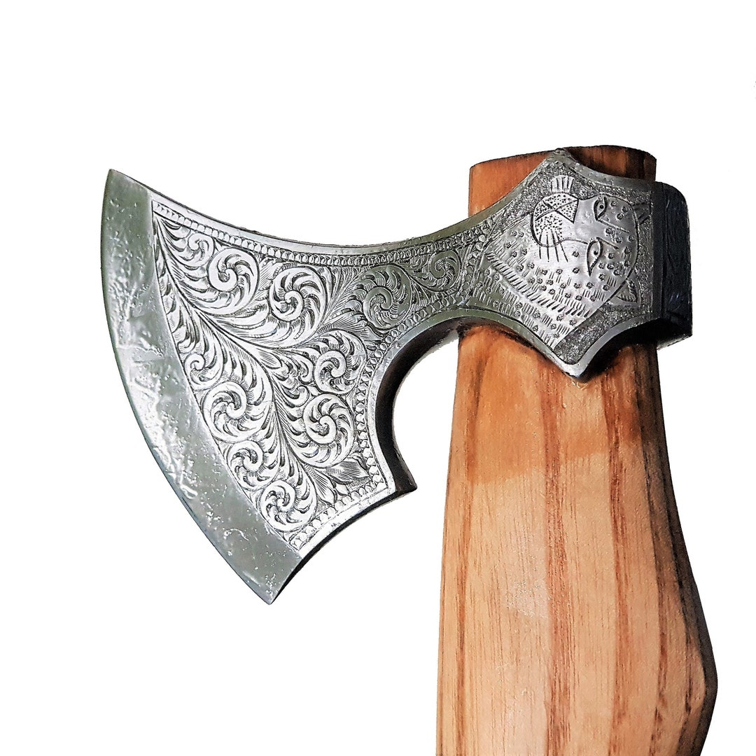 Engraved Ax Viking Ax Hand Engraved Pattern With Leather - Etsy