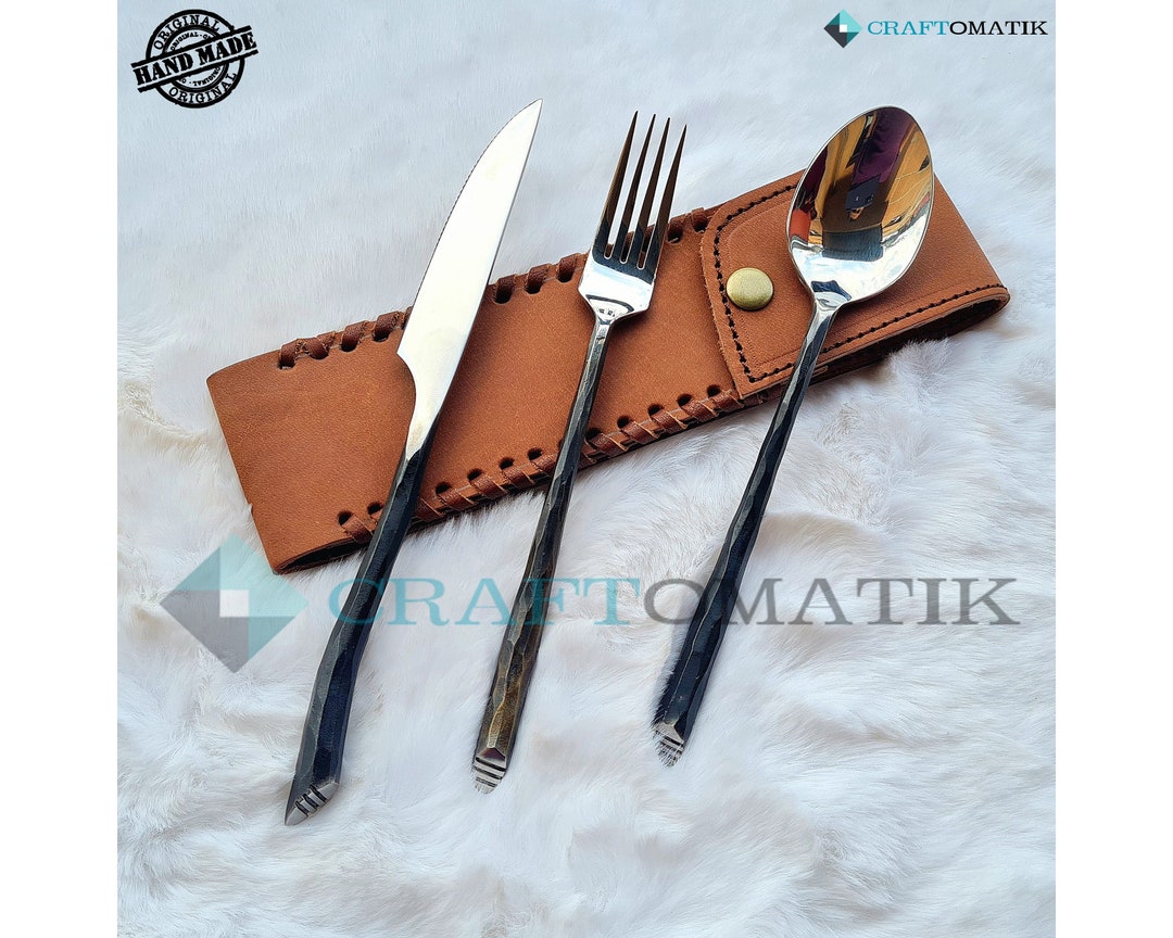 BBQ Cutlery Set | Camping Cutlery | Hand Forged | Medieval | With Bag | Gift Set | Hftc04x - Etsy