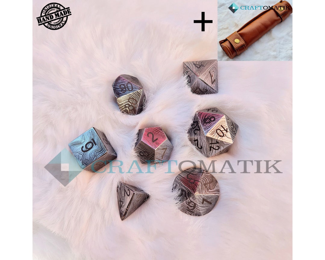 Dnd Damascus Dice Set | 7 Pcs. High-quality Damascus Steel | MTG RPG D ...