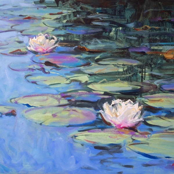 Water Lily Painting - Etsy
