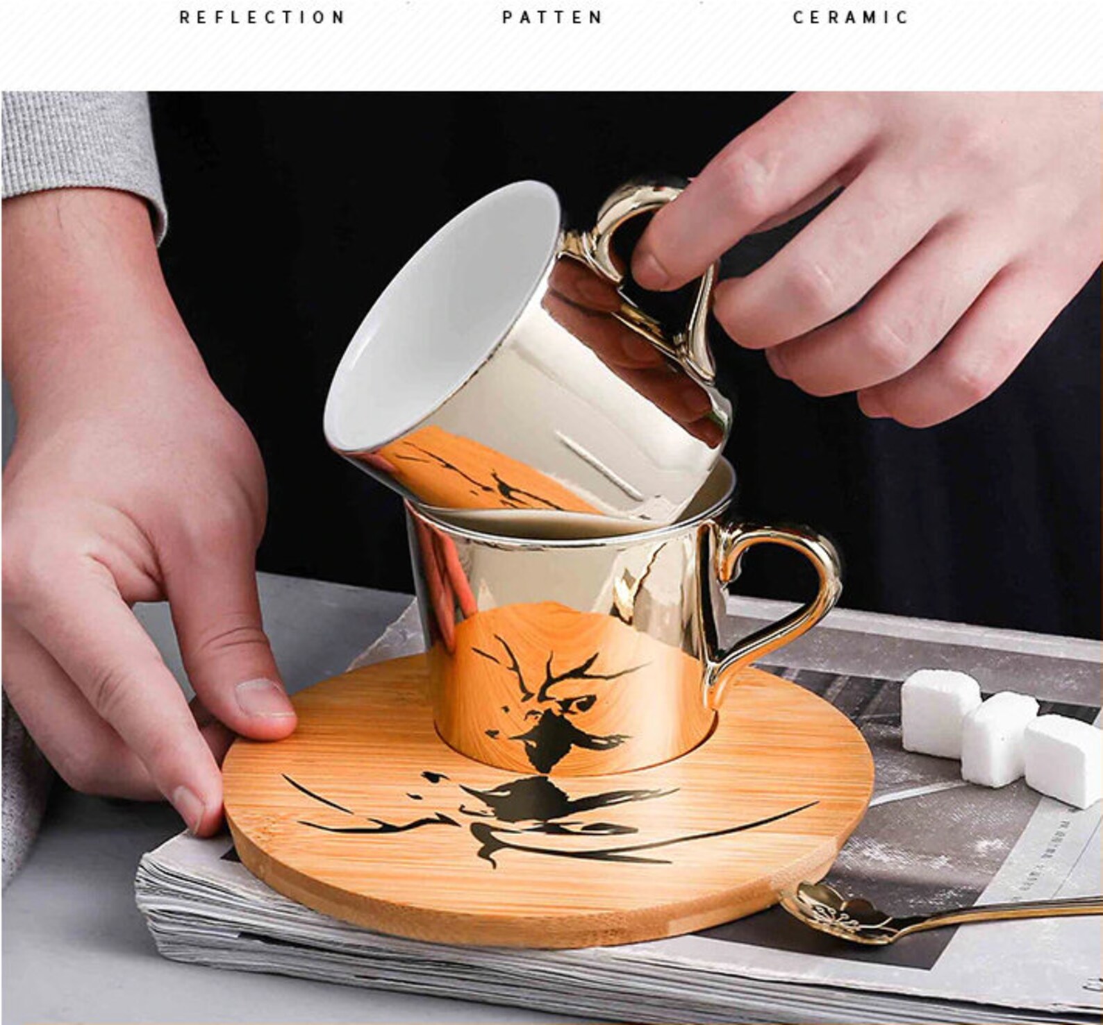 Reflection Cup Reflecting Mirror Mug Cup With Plate Animal | Etsy