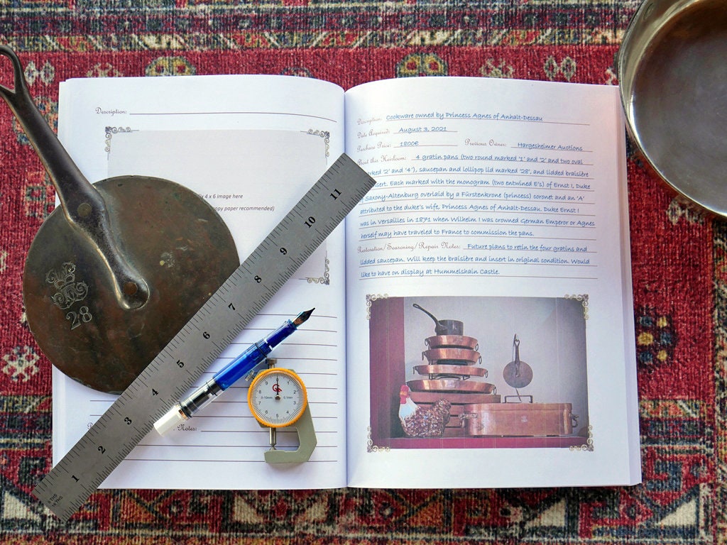 My Heirloom Kitchen Deluxe Inventory - Logbook for Vintage and Antique ...