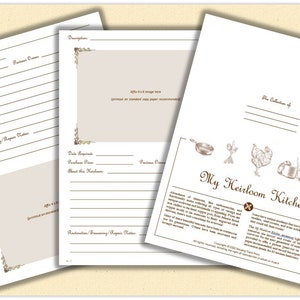 My Heirloom Kitchen Deluxe Inventory - Logbook for Vintage and Antique ...