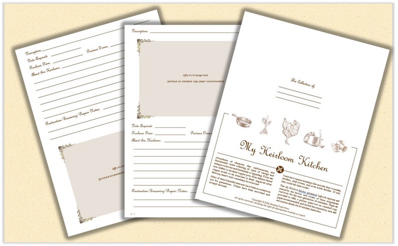 My Heirloom Kitchen Deluxe Inventory - Logbook for Vintage and Antique ...