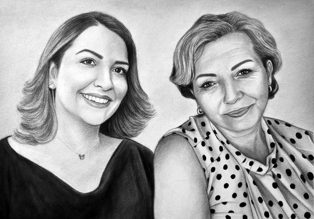 Custom Pencil Portrait: Hand-drawn Charcoal Art From Photo - Etsy