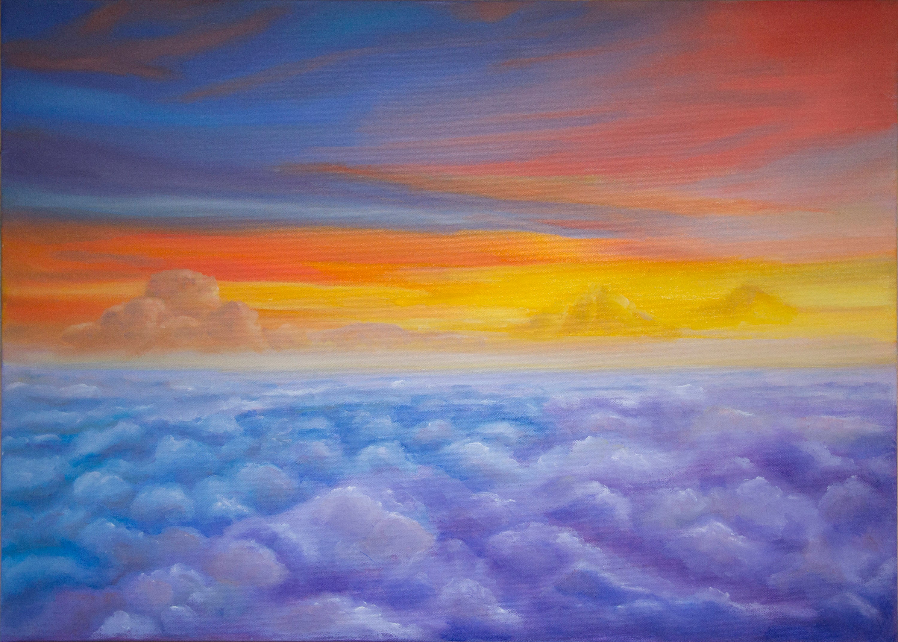 Pintura del cielo original arte de la nube de la pintura | Etsy Pintura del cielo original arte de la nube de la pintura | Etsy