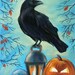 Halloween Art Raven Bird Original Painting Halloween - Etsy