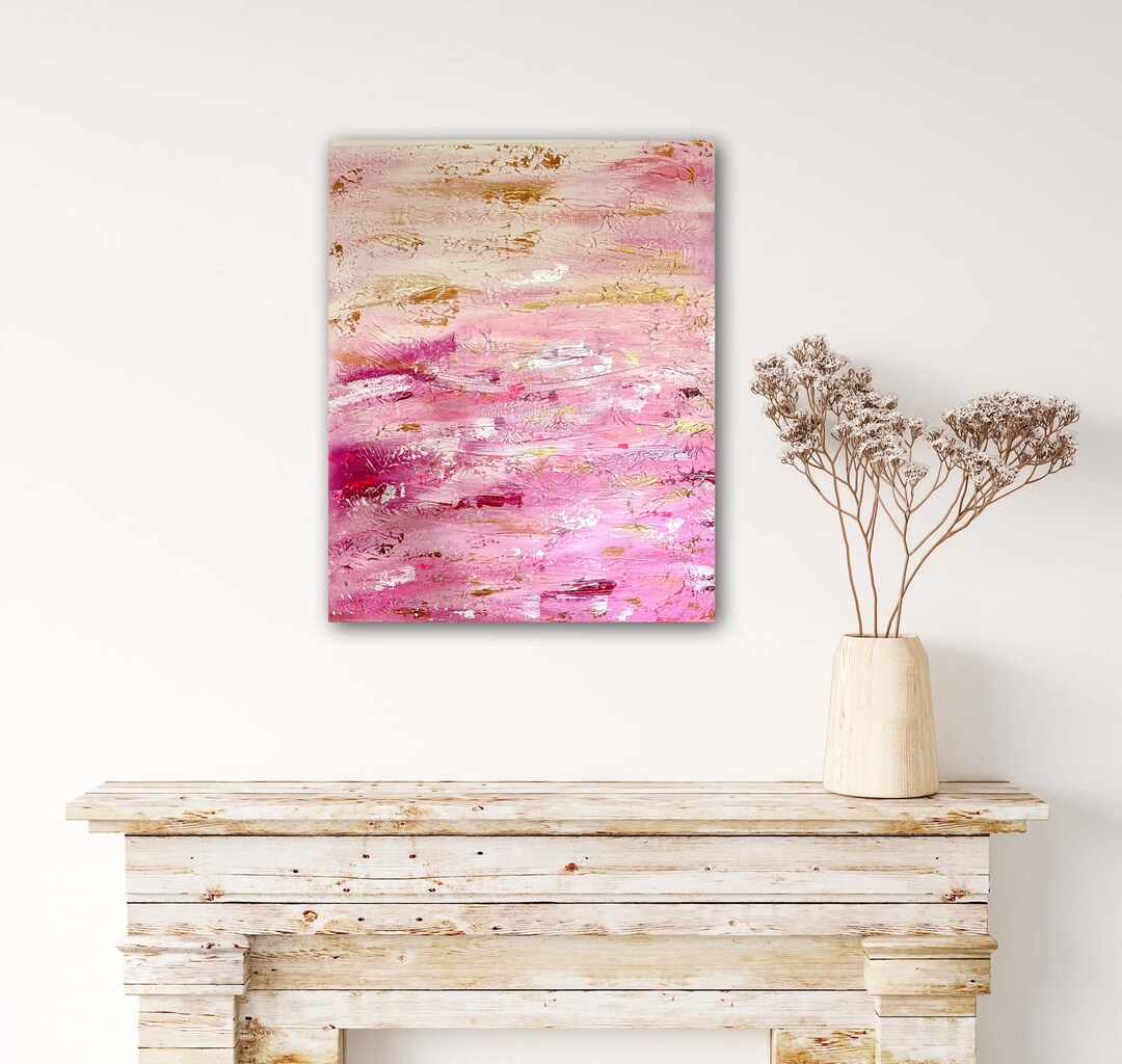 Pink Sky Abstract Wall Decor, Wall Art, Pink Abstract Painting ...