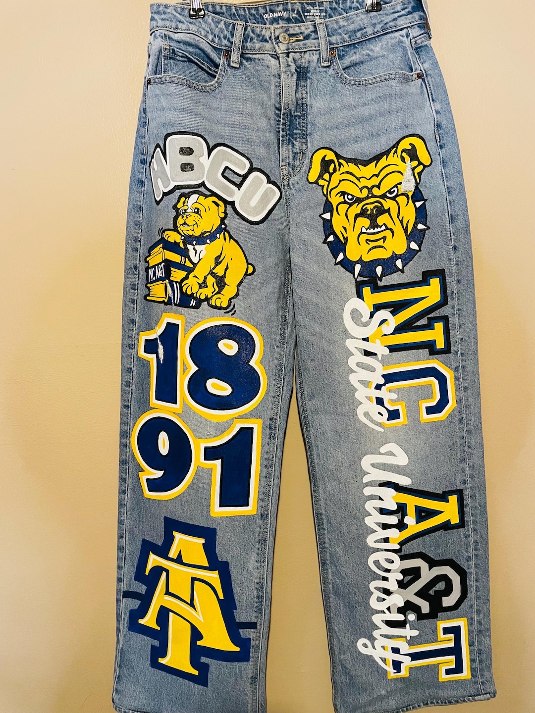 Custom Painted HBCU College Grad Denim Jeans, College Graduation ...